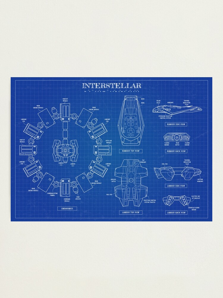 "Interstellar Blueprint" Photographic Print by BLUE GALAXY DESIGNS | Redbubble