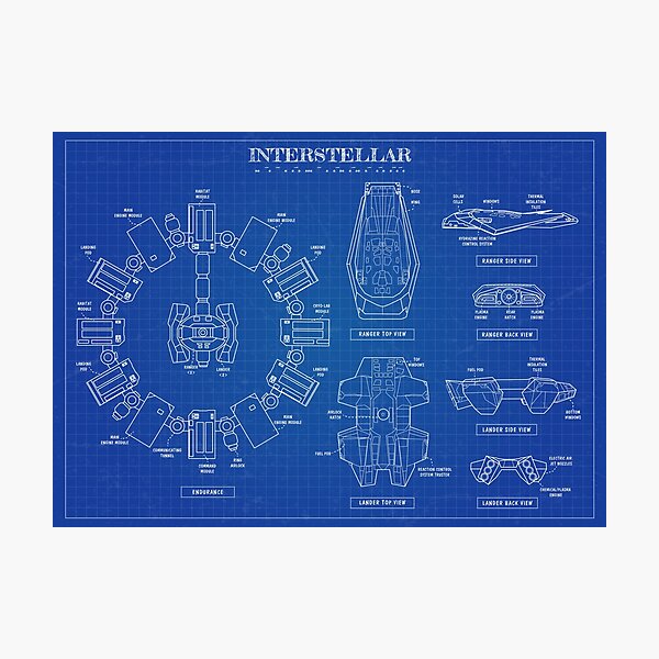 "Interstellar Blueprint" Photographic Print by BLUE GALAXY DESIGNS | Redbubble