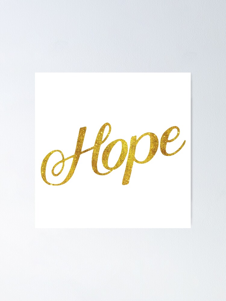 "Hope Gold Faux Foil Metallic Glitter Inspirational Quote Isolated on ...
