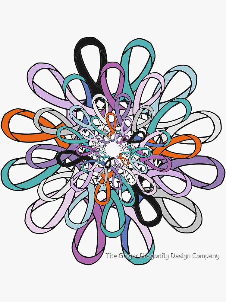 "Cancer Awareness Ribbon Flower Mandala" Sticker for Sale by tlwilcox ...