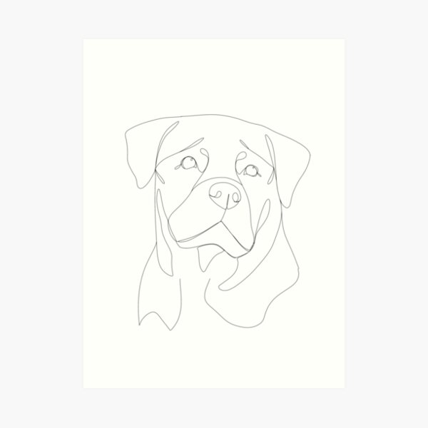 "Rottweiler . Single Line Drawing" Art Print for Sale by primapixie ...