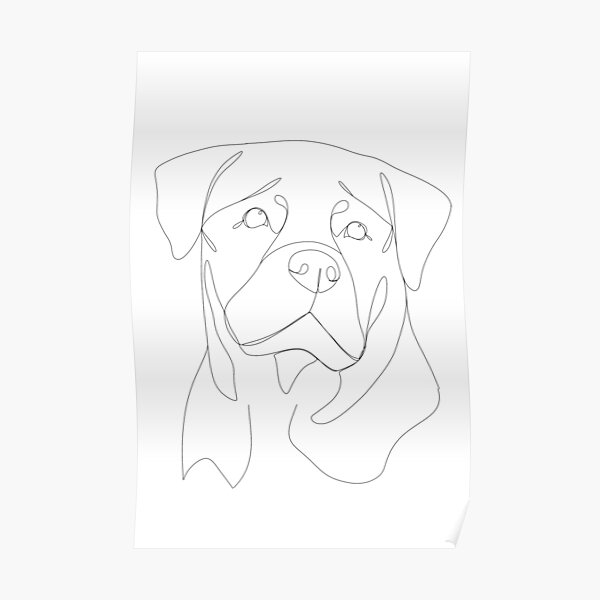 "Rottweiler . Single Line Drawing" Poster by primapixie | Redbubble