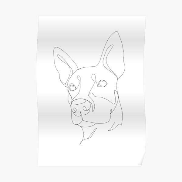"Kelpie . Single Line Drawing" Poster by primapixie | Redbubble