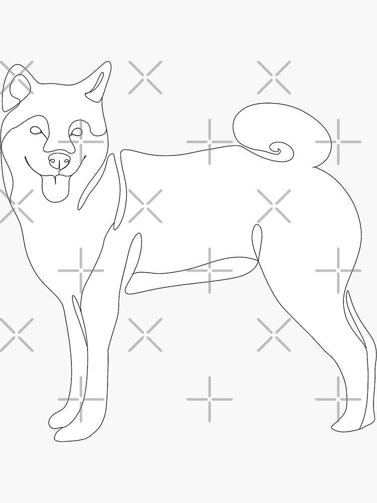 "Shiba Inu . Single Line Drawing" Sticker for Sale by primapixie ...