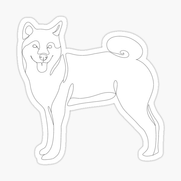 "Shiba Inu . Single Line Drawing" Sticker for Sale by primapixie ...