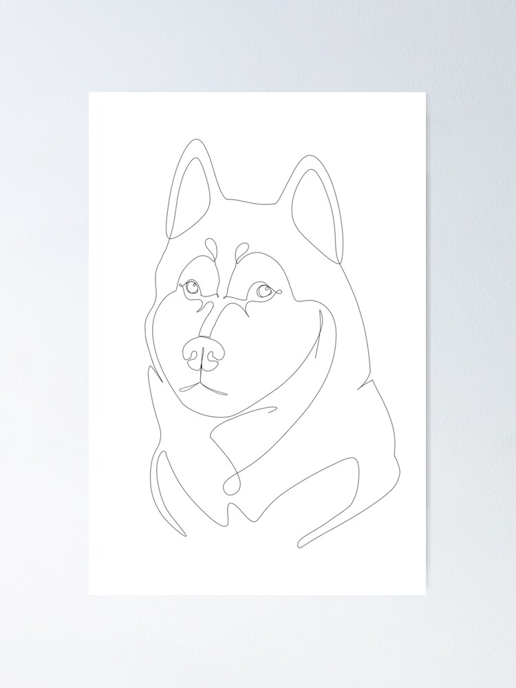 "Husky . Single Line Drawing" Poster for Sale by primapixie | Redbubble