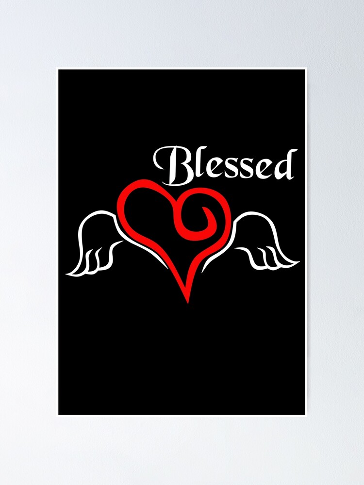 "Blessed Red Love Heart with White Angel Wings Angel Chalkboard Line ...