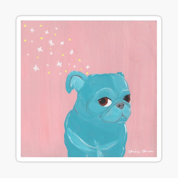 "Twinkle - Cute Blue Pug" Sticker for Sale by chickenpants | Redbubble