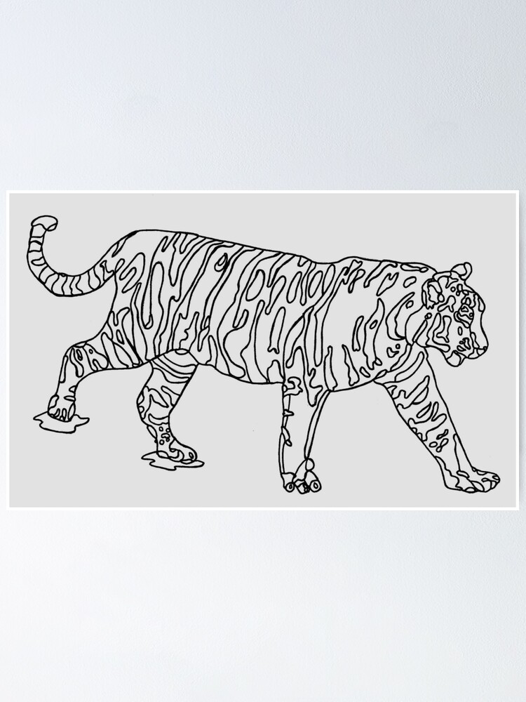 "wild bengal tiger line art pattern design " Poster for Sale by ...