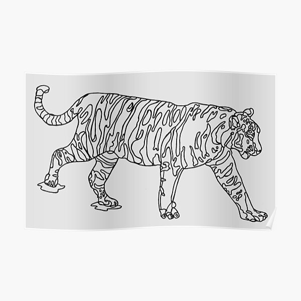 "wild bengal tiger line art pattern design " Poster for Sale by ...