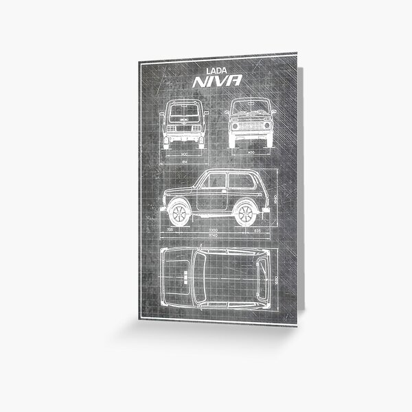 "Lada Niva 4x4 Blueprint Dimensioned" Greeting Card for Sale by ...