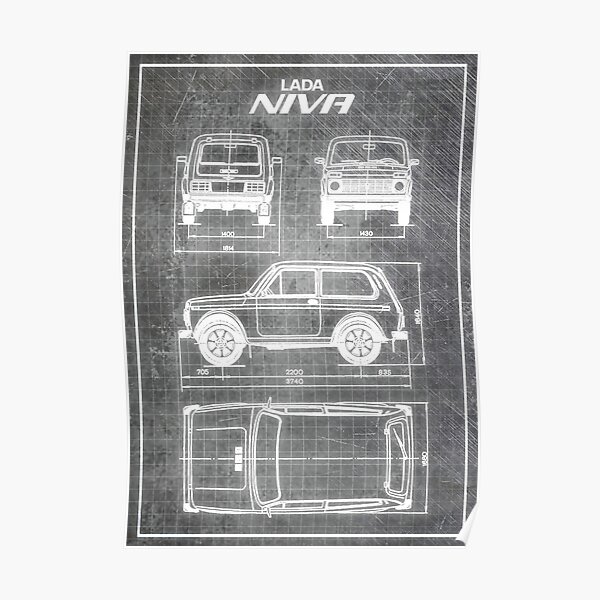 "Lada Niva 4x4 Blueprint Dimensioned" Poster for Sale by lithoman2 ...