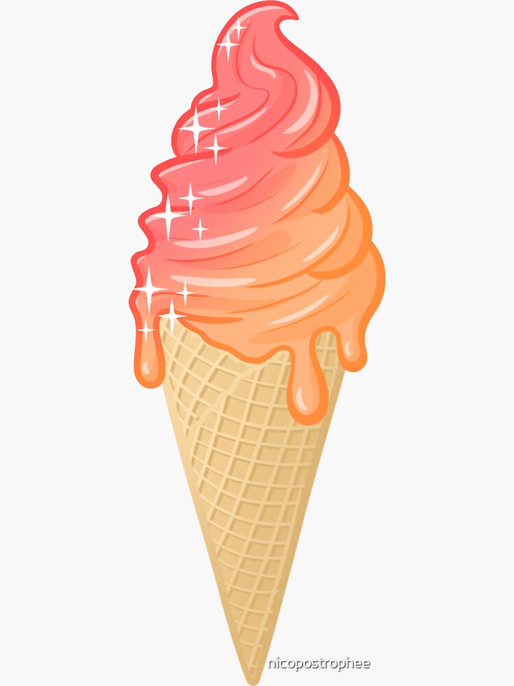"Melting Ice Cream Cone (WITH SPARKLES)" Sticker by nicopostrophee ...