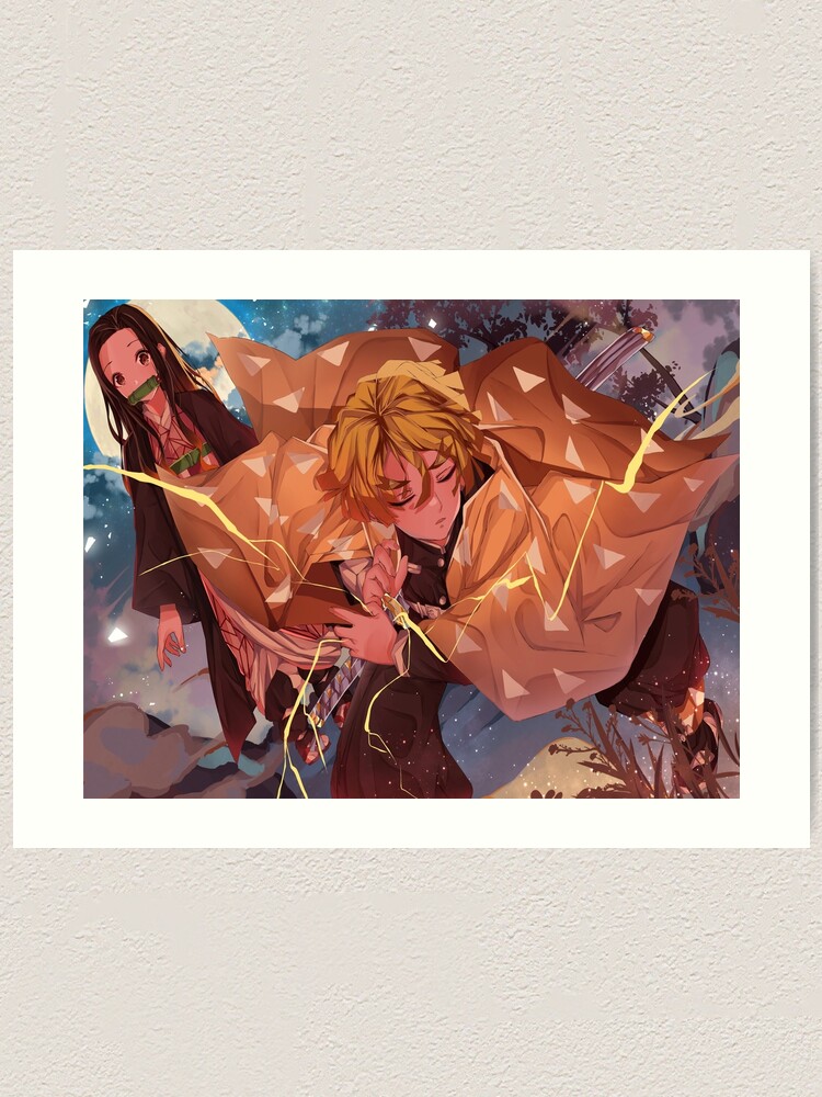 "Zenitsu protecting Nezuko \ Kimetsu No Yaiba / Demon Slayer" Art Print ...