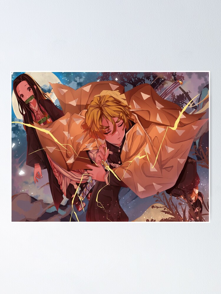 Póster «Zenitsu protegiendo a Nezuko \ Kimetsu No Yaiba / Demon Slayer ...