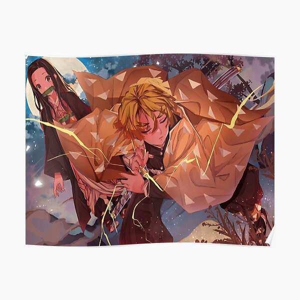 Póster «Zenitsu protegiendo a Nezuko \ Kimetsu No Yaiba / Demon Slayer ...