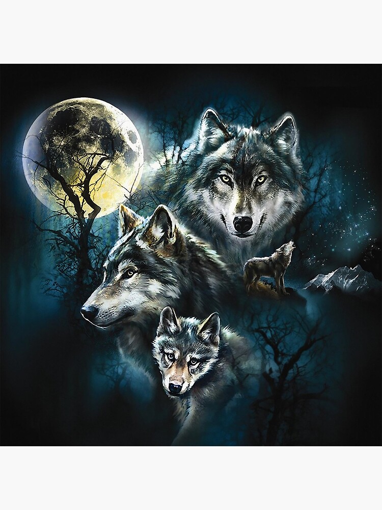 "Four Wolves Howling And The Moon" Poster for Sale by Christel-Nicol ...