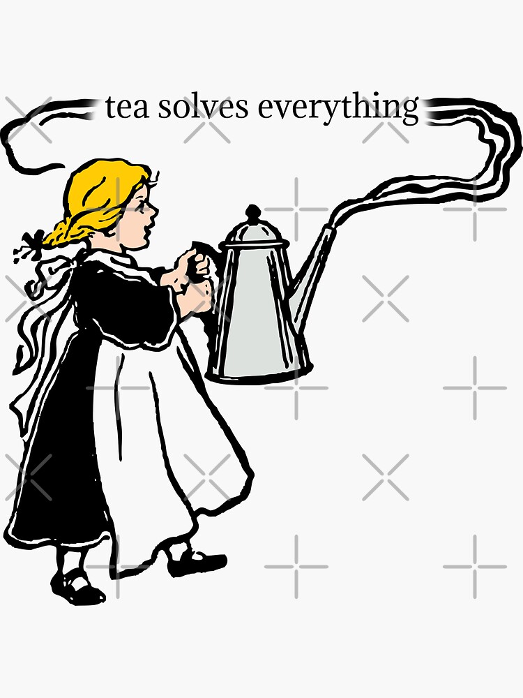 "Tea Solves Everything [girl]" Sticker for Sale by bellatierra | Redbubble