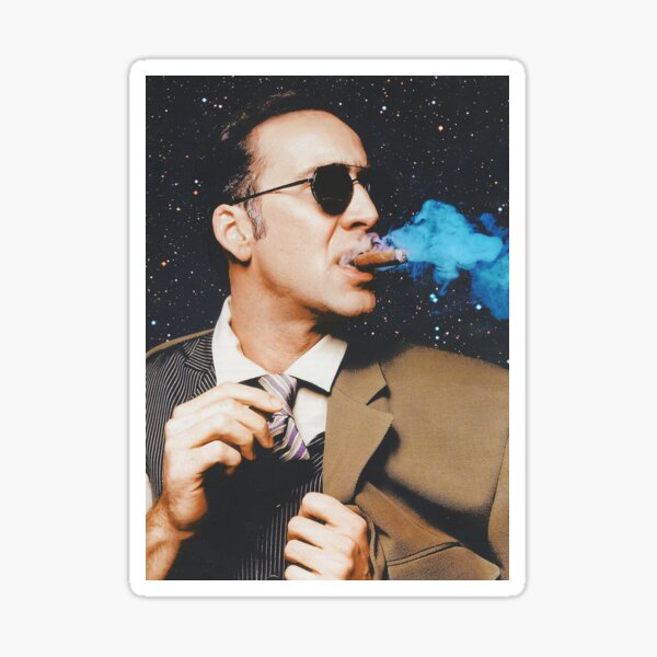 "Nicolas Cage // Cigar" Sticker by nicolasxcage | Redbubble