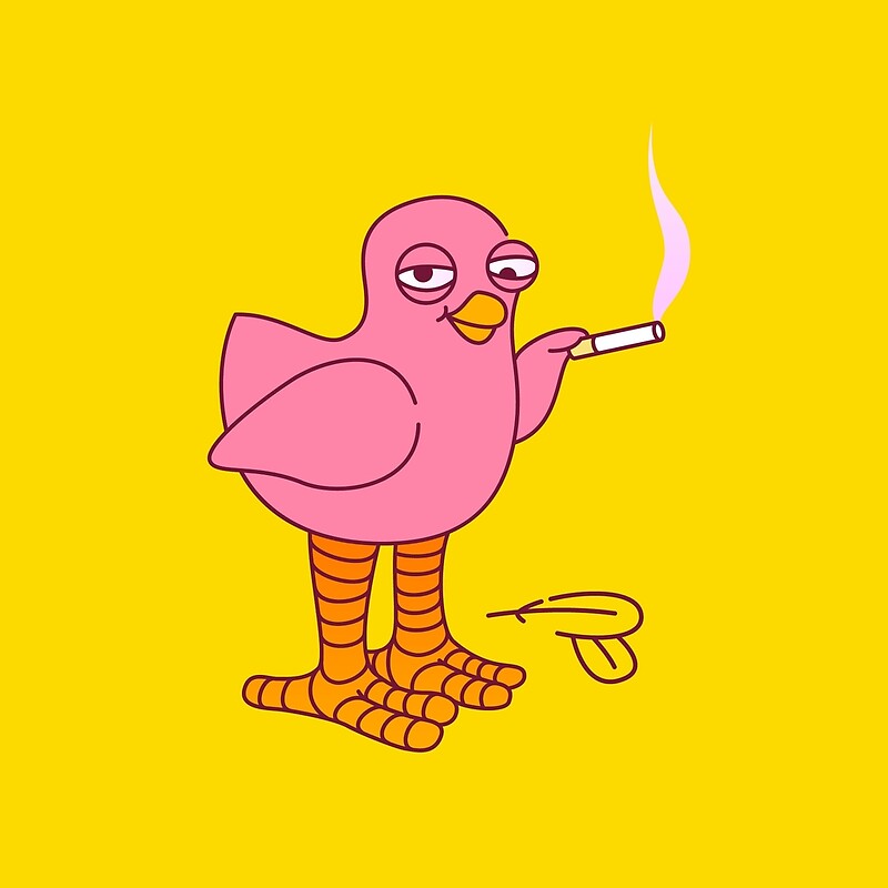 "Yellow Pink Chick, Cartoon Character" by AnaMelnikova | Redbubble