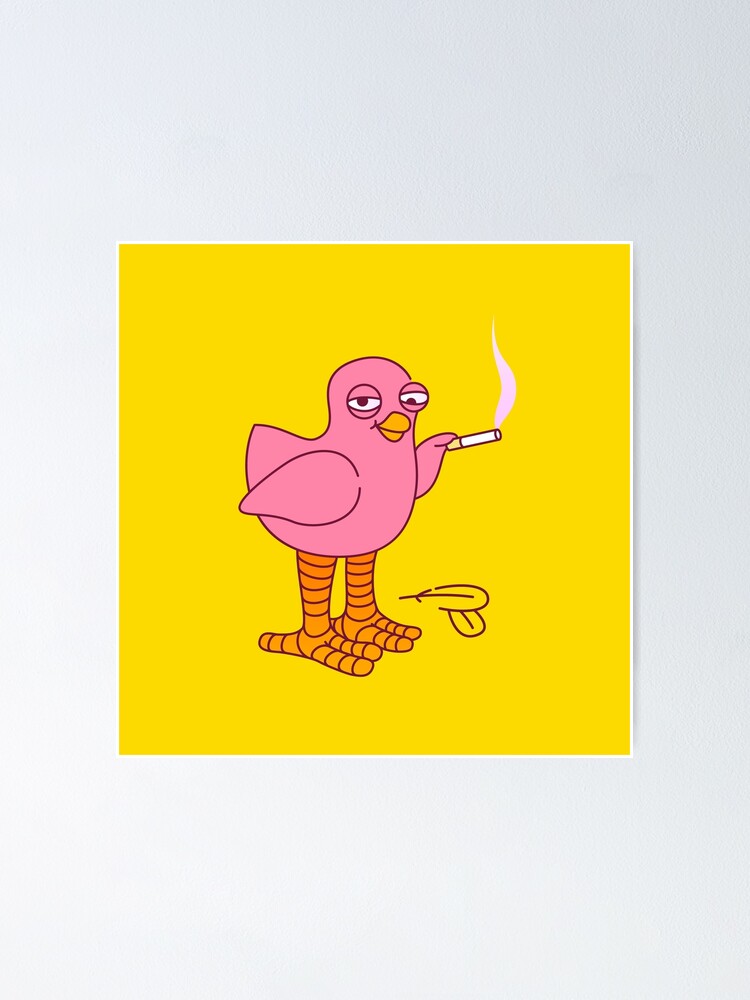 Póster «Pollito rosa amarillo, personaje de dibujos animados» de ...