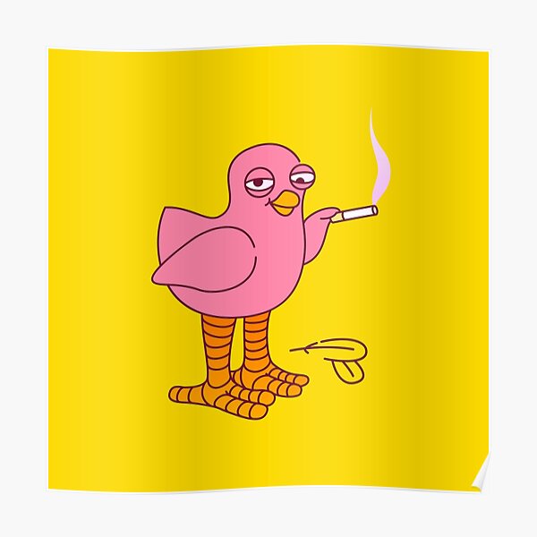 Póster «Pollito rosa amarillo, personaje de dibujos animados» de ...