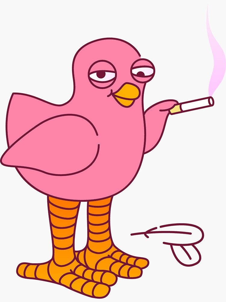 Pegatina «Pollito rosa amarillo, personaje de dibujos animados» de ...