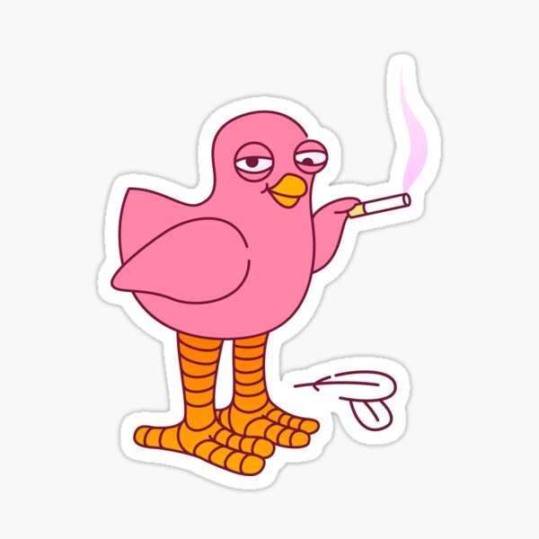 Pegatina «Pollito rosa amarillo, personaje de dibujos animados» de ...