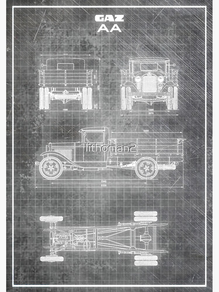 "GAZ AA Truck Blueprint " Sticker for Sale by lithoman2 | Redbubble