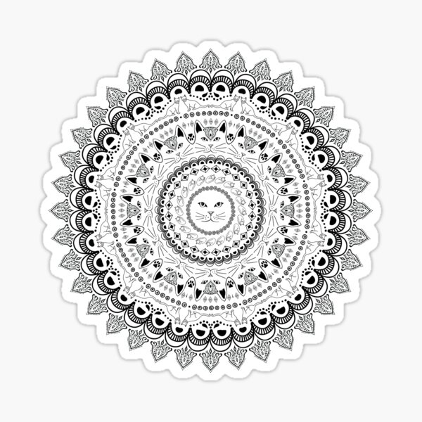 "Kitty Cat Mandala" Sticker by dinafiala | Redbubble