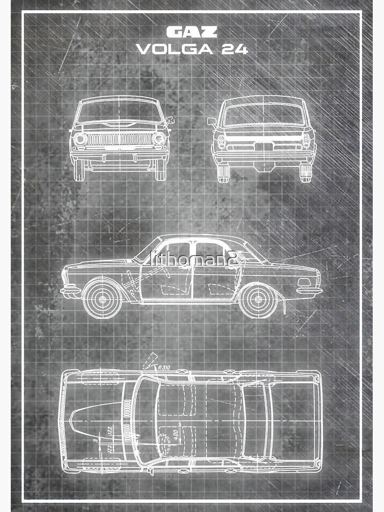 "GAZ Volga 24 Blueprint " Sticker for Sale by lithoman2 | Redbubble