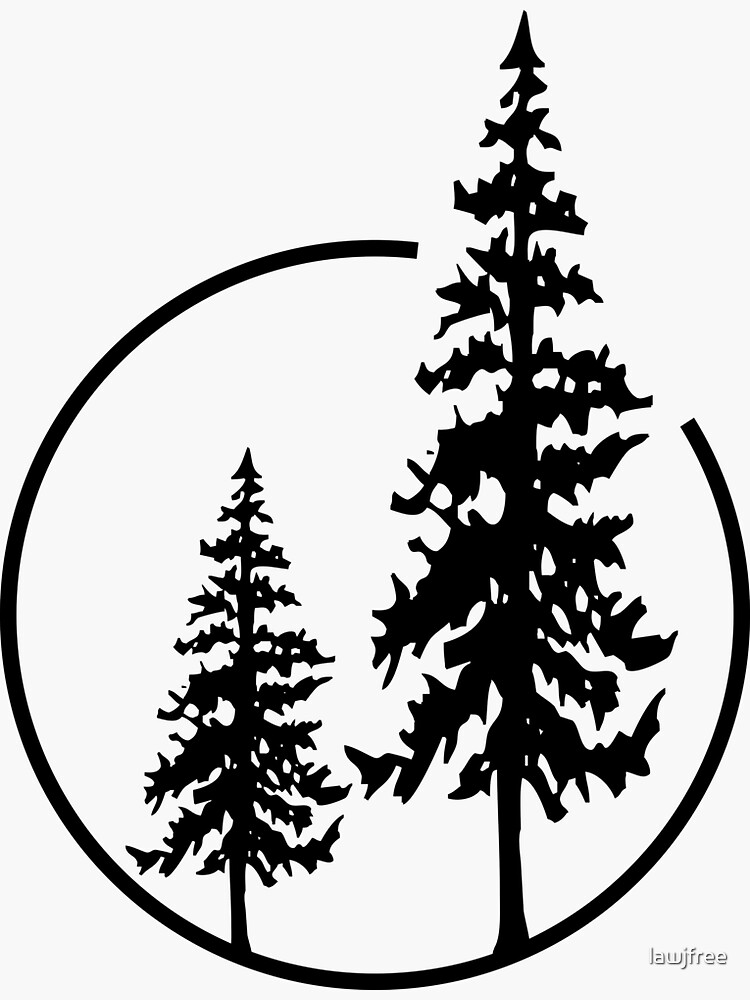 "Two Simple Trees in a Circle" Sticker for Sale by lawjfree | Redbubble