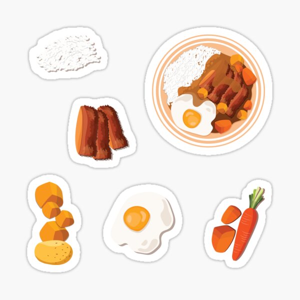"Japanese Pork Tonkatsu Curry Rice" Sticker for Sale by NiftyTrinket ...