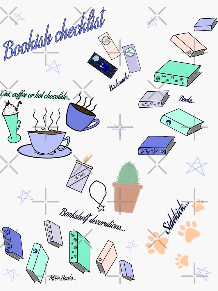 "Bookish Checklist " Sticker by TheStarsDesigns | Redbubble