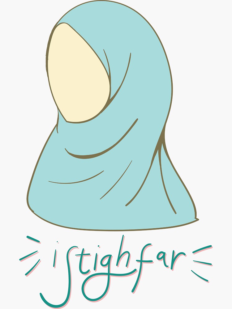 "Istighfar hijabi muslim pastel illustration" Sticker for Sale by ...