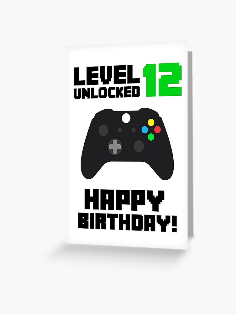 "12th Birthday Card - Gamer "Level 12 Unlocked"" Greeting Card for Sale ...