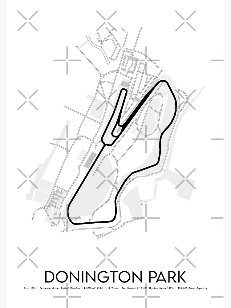 "Donington Park - British Grand Prix Motor Racing Track Design" Poster ...