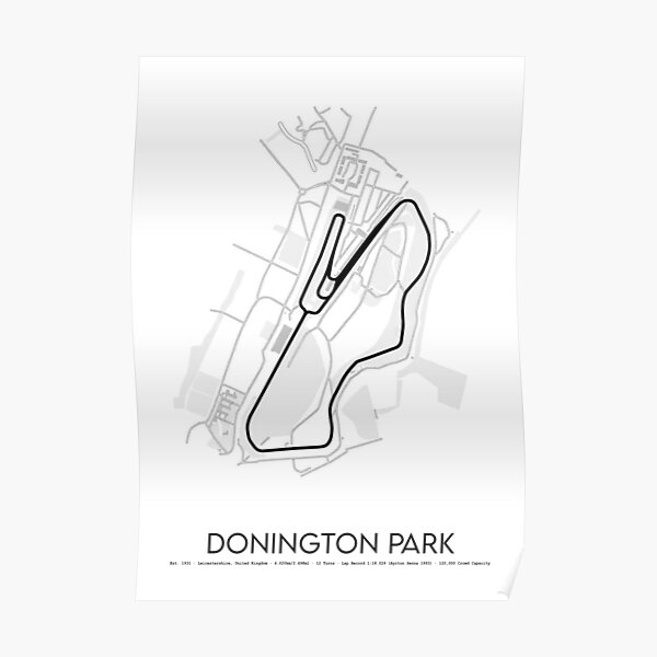 "Donington Park - British Grand Prix Motor Racing Track Design" Poster ...