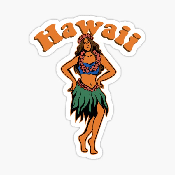 "Hawaii retro hula girl" Sticker by ElBeDesigns | Redbubble