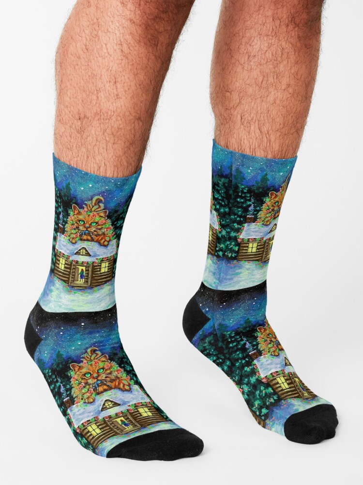 "Yule Cat " Socks for Sale by MargaretS | Redbubble