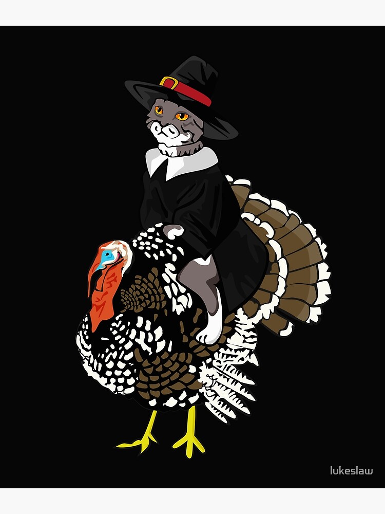 Póster «Pilgrim Cat Riding Turkey Traje de Acción de Gracias 2021 ...