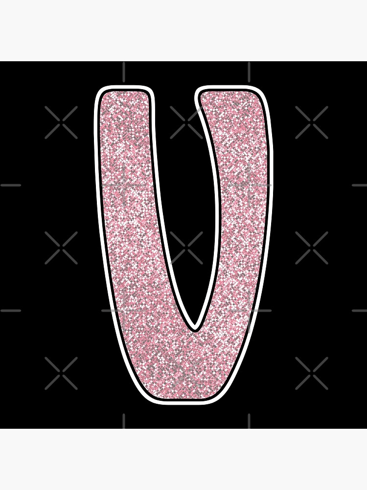 Lámina fotográfica «Letra rosa V del alfabeto del estilo del brillo ...