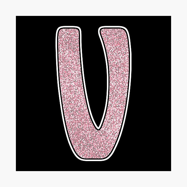 Lámina fotográfica «Letra rosa V del alfabeto del estilo del brillo ...