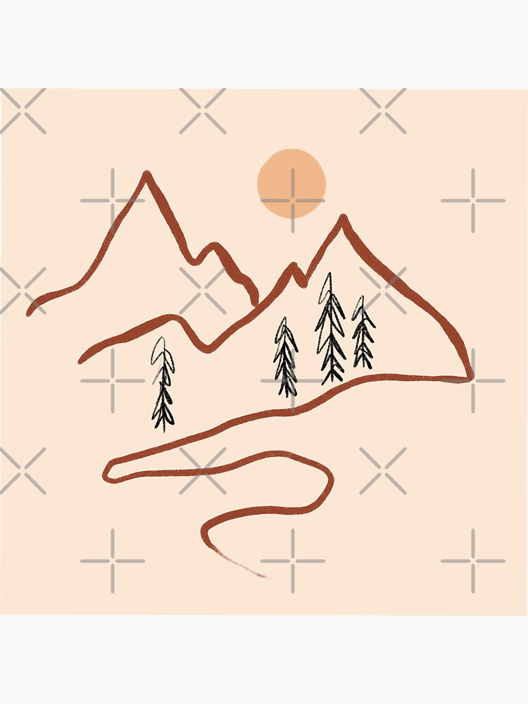 "Minimalist landscape " Sticker for Sale by BetterInColor | Redbubble