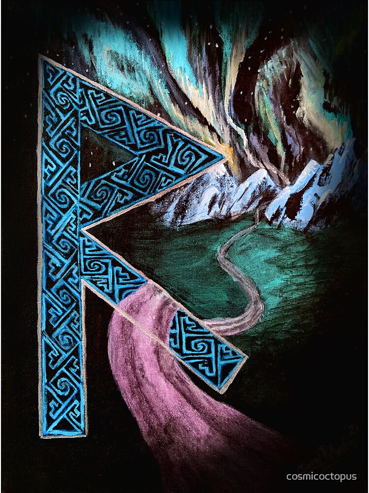 "Raidho Norse Rune Painting" Sticker by cosmicoctopus | Redbubble