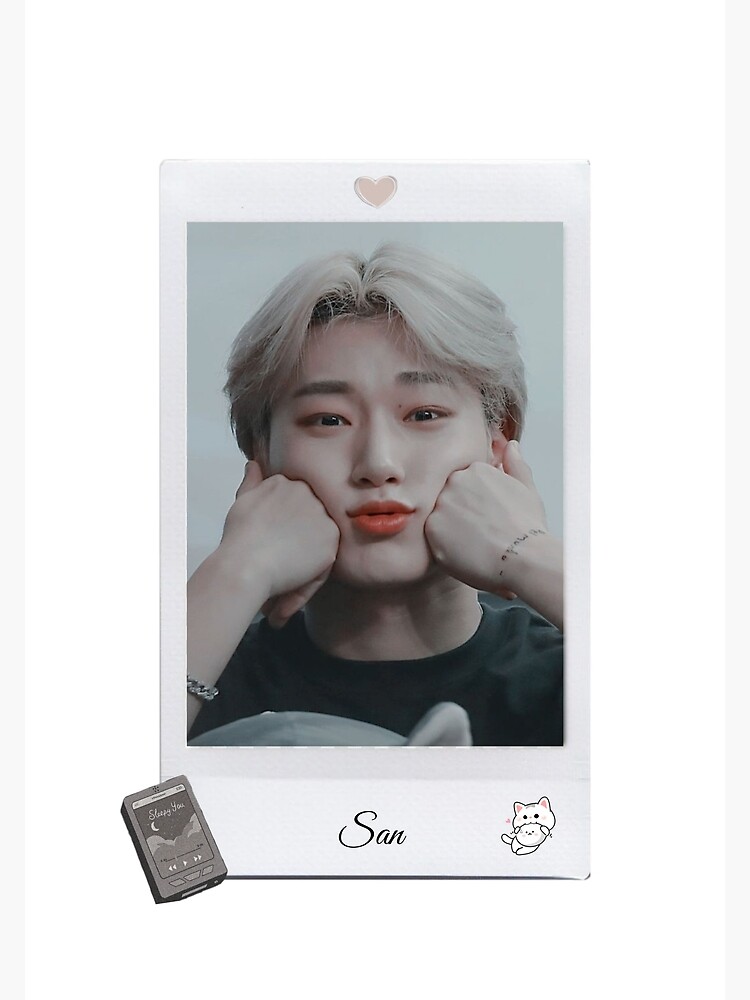 "Ateez San Polaroid Sticker" Poster by cindyptm | Redbubble