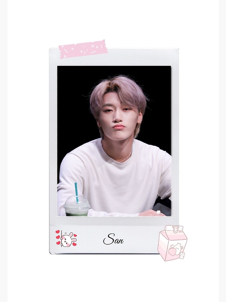 "Ateez San Polaroid Sticker" Poster by cindyptm | Redbubble
