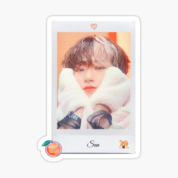 "Ateez San Polaroid Sticker" Sticker by cindyptm | Redbubble