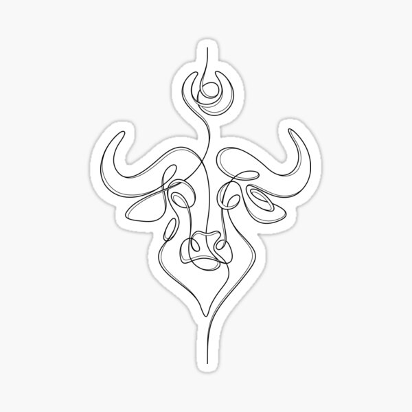 "Minimalistic Continuous Line Bull Portrait (black line on white ...