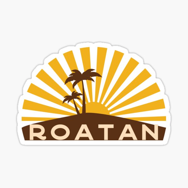 "Roatan Honduras Caribbean Vintage Sunset Tropical Island" Sticker for ...